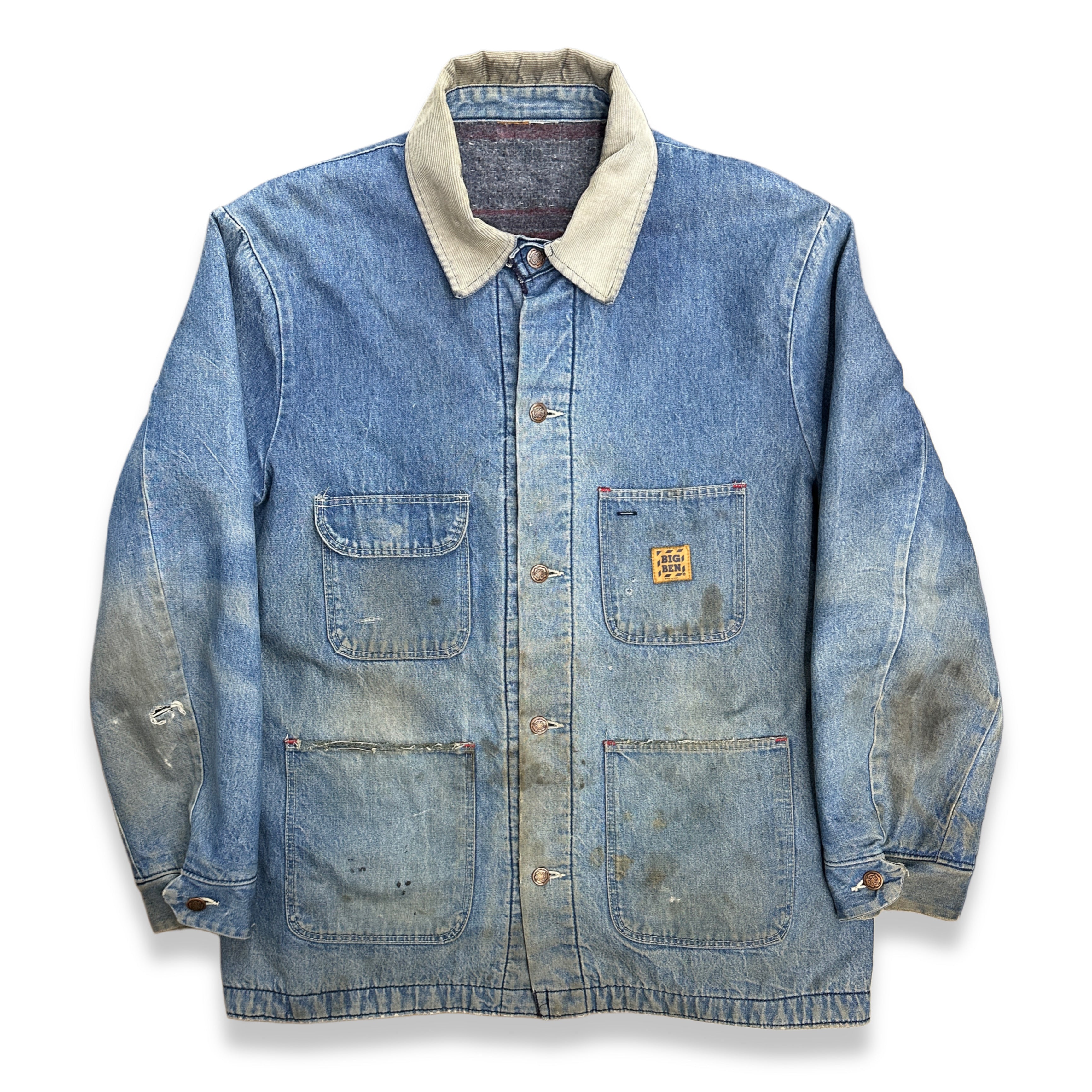 [XL] 80s Big Ben Distressed Denim Chore Jacket – wengerball vintage