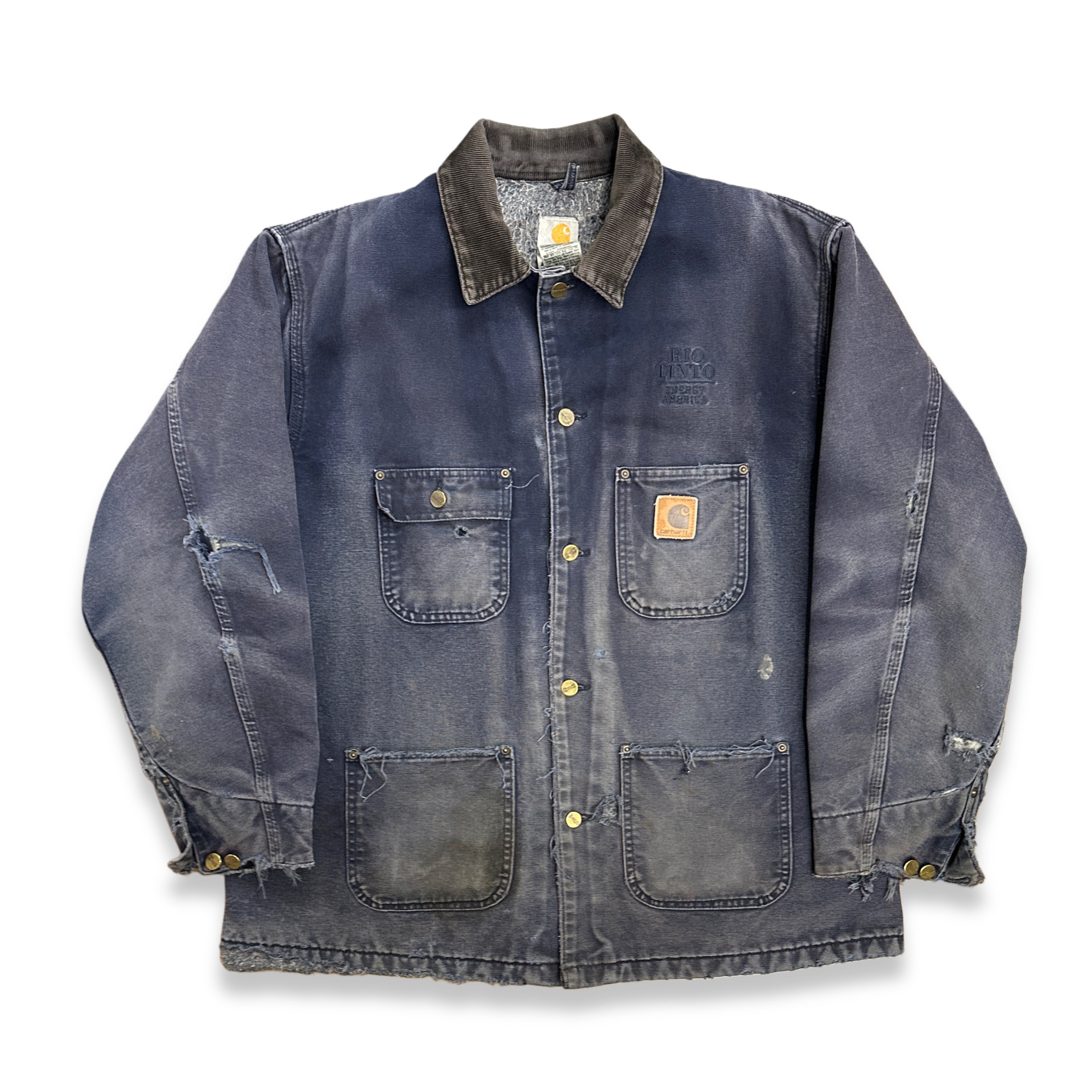 [XL] 00s Carhartt Distressed Denim Chore Jacket – wengerball vintage